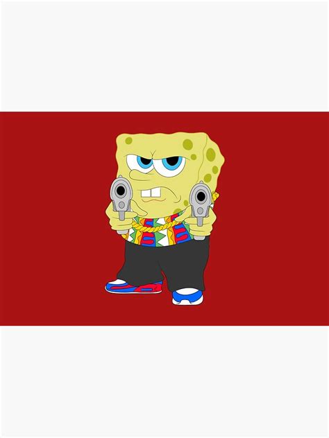 Gangster Spongebob Meme 90s Thug Cartoon Drip Meme Zipper Pouch By