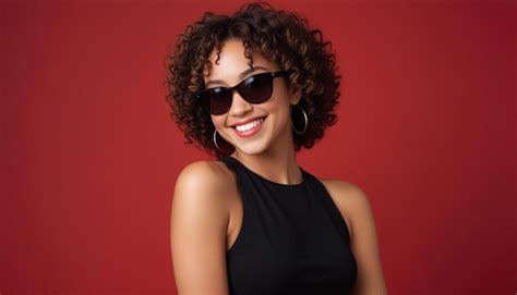 A Woman Wearing Sunglasses And A Black Dress Premium Ai Generated Image