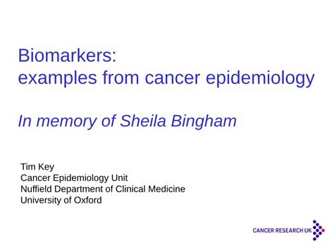 PDF Biomarkers Examples From Cancer Epidemiology DOKUMEN TIPS
