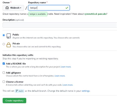 cara membuat repository baru di github hidessh