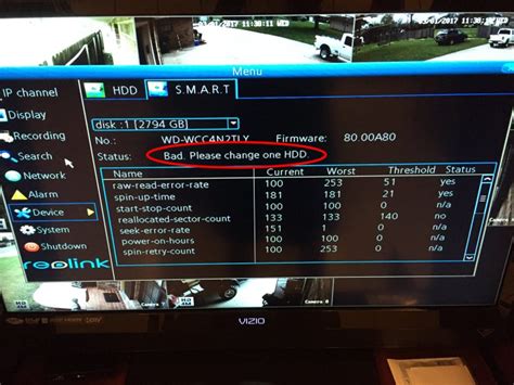 nvr hdd in error bad status
