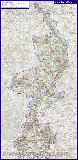 Подробная карта провинции Лимбург | Map, Limburg, Roadmap