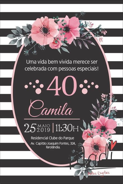 Convite Digital Feminino Rosa E Preto