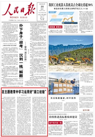 人民日报在主题教育中学习运用好浦江经验 群众 习近平 问题