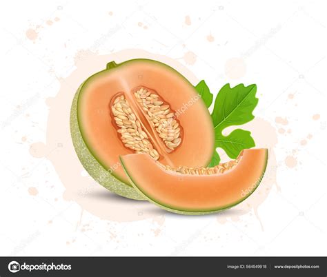 Half Piece Muskmelon Fruit Vector Illustration Muskmelon Slice Green