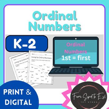 Ordinal Numbers FREEBIE On Easel By From SpEd To ESL TPT