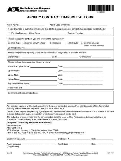 Fillable Online ANNUITY CONTRACT TRANSMITTAL FORM HubSpot Fax Email