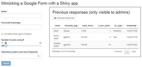 Mimicking A Google Form With A Shiny App Google Forms App Analytics