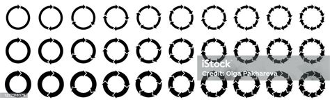 Arrow Pictogram Refresh Reload Rotation Loop Sign Set Simple Black Icon On White Background