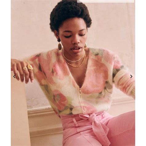 Sezane Rare Nwt Sezane Lisette Jumper Romantic Pink Flowers Sweater