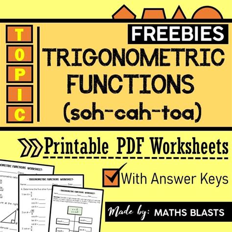 Trigonometric Functions Worksheets Freebies Artofit