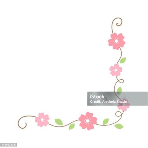 花の角枠のベクター画像デザイン手描きの花柄の角の境界線 いたずら書きのベクターアート素材や画像を多数ご用意 いたずら書き つる草