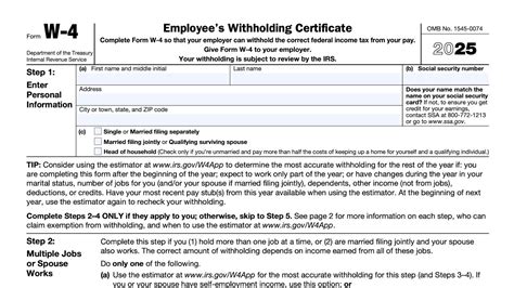 W4 Form 2025 Pdf Download W4 Form 2025