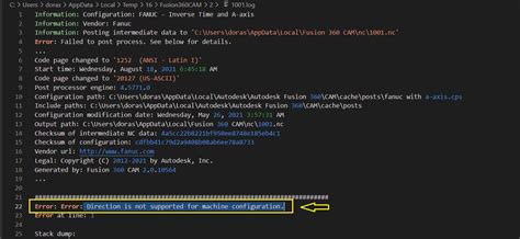 Direction Is Not Supported For Machine Configuration When Posting 4