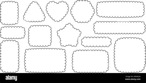 Scallop Edge Border And Frame Square Circle And Rectangle Shape Vector Lace Frill Simple Cute