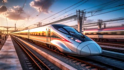 Chinese High Speed Rail Generative Ai Stock Illustration