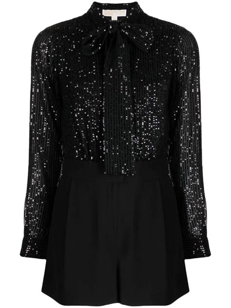 Michael Kors Sequinned Bow Tie Playsuit Farfetch