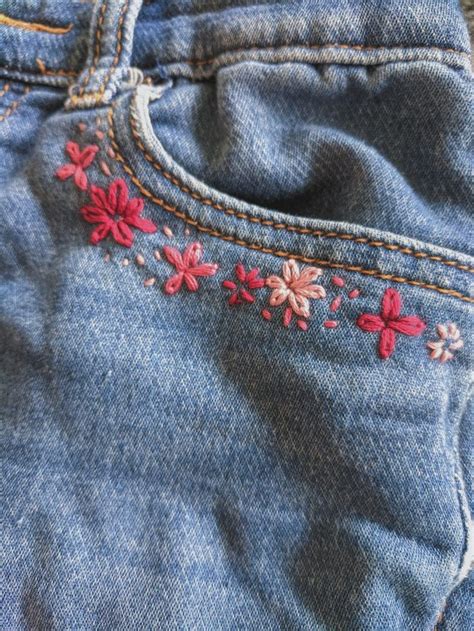 Simple But Cute🌷 In 2024 Embroidery Jeans Diy Clothes Embroidery Diy