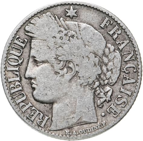Монета Франция 1 франк Franc 1895 стоимостью 1703 руб