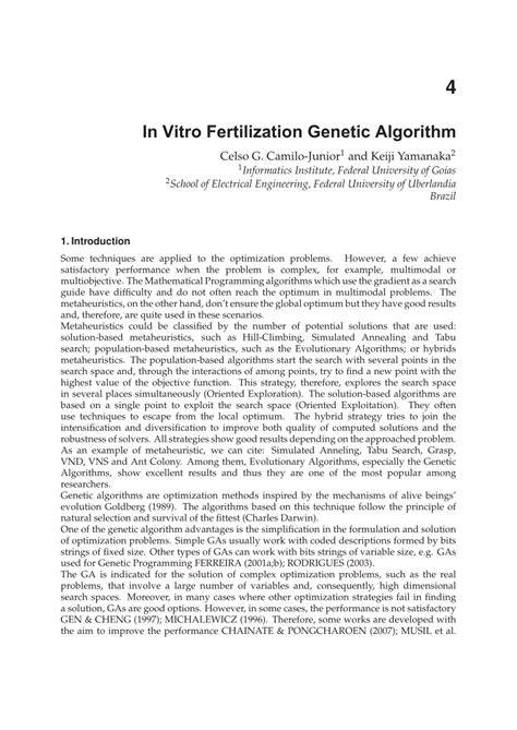 Pdf In Vitro Fertilization Genetic Algorithm