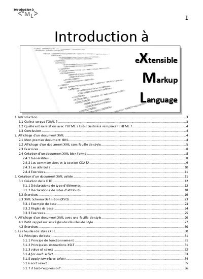 Pdf Cours Complet Xml Avec Exemples Pour Débutant Cours Xml