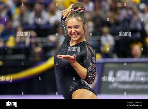 February 05 2022 Lsus Christina Desiderio Performs Her Floor Routine During Ncaa Gymnastics
