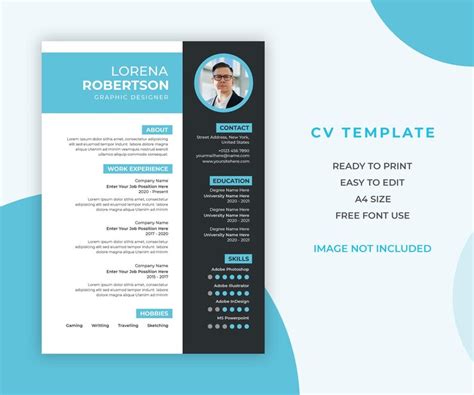 전문적이고 최소한의 현대적인 이력서 또는 이력서 템플릿 무료 Psd 파일