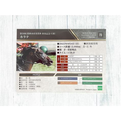 Epoch 2023 ホースレーシング トレーディングカード 2022下半期総集編 レギュラーカード 73 カラテ Ep 2022