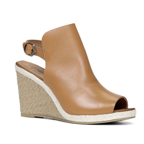 Aldo Yotimo Peep Toe Espadrille Wedge Sandal In Brown Cognac Lyst