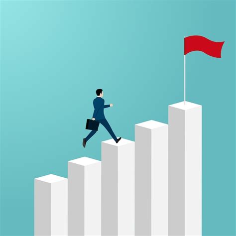 Premium Vector Businessman Running Chart Graph