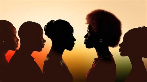 Homens E Mulheres Afro Americanos E Negros Africanos Em Silhueta Com