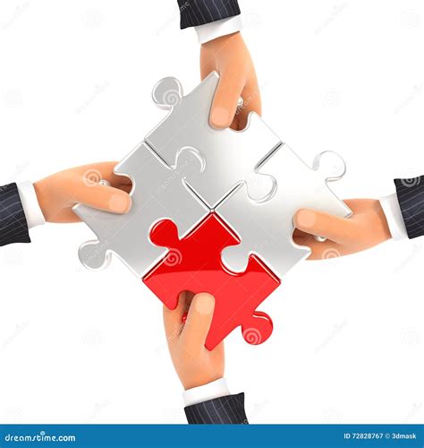 3d Man Assembling Jigsaw Puzzle Stock Illustration