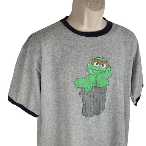 Vintage Sesame Street Oscar The Grouch Ringer Shirt M Gem