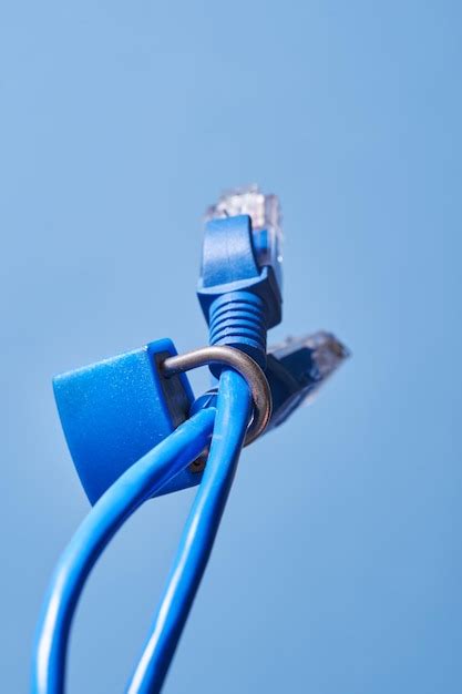 Premium Photo Network Cable With Padlock Computer Security