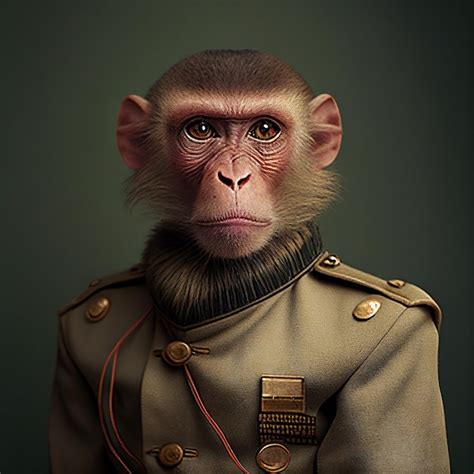 Premium Ai Image Realistic Lifelike Monkey In Army Military Navy Outfits
