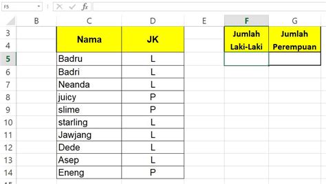 Cara Menghitung Jumlah Laki Laki Dan Perempuan Di Excel Neicytekno