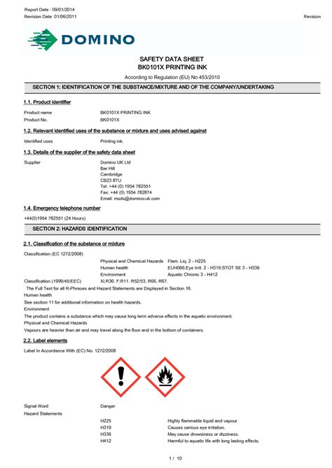 Bk0101x Printing Ink Msds Download