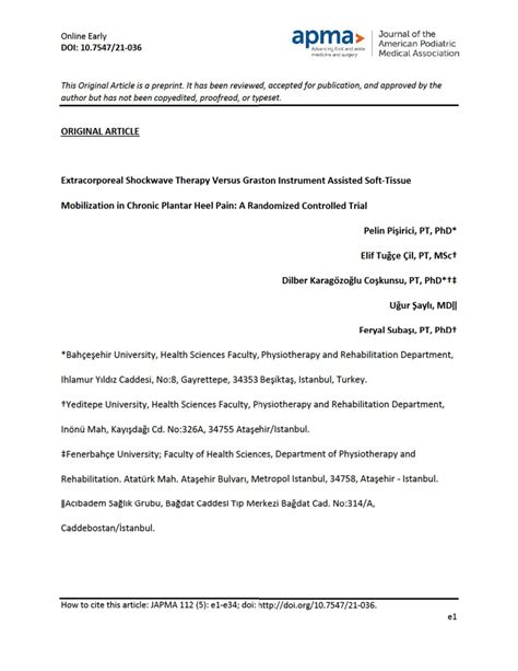 Pdf Journal Of The American Podiatric Medical Association Extracorporeal Shockwave Therapy