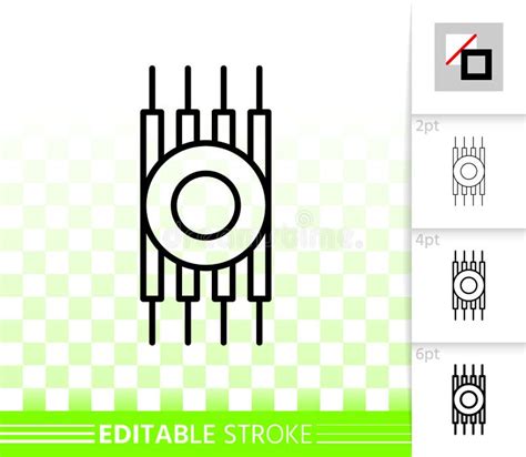 microchip circuit simple black line vector icon stock vector