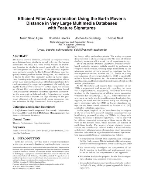 pdf efficient filter approximation using the earth mover s distance