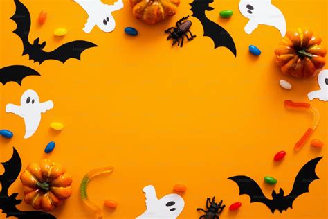Happy Halloween Holiday Concept Halloween Decorations Pumpkins Bats
