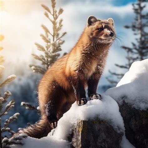 Marten On The Snow Stock Illustration Illustration Of European 294979253