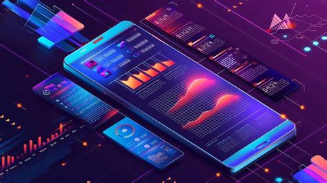 3d Isometric Mobile Data Analysis Statistics Data Visual Premium Ai