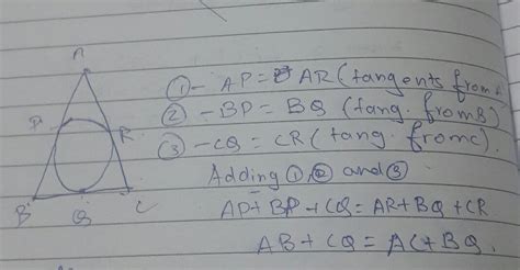 Ab Bc Ca Are Sides Of Triangle Abc Touch The Circle At P Q And R