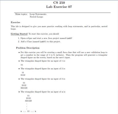 Solved CS Lab Exercise Main Topics Loop Statements Chegg Com