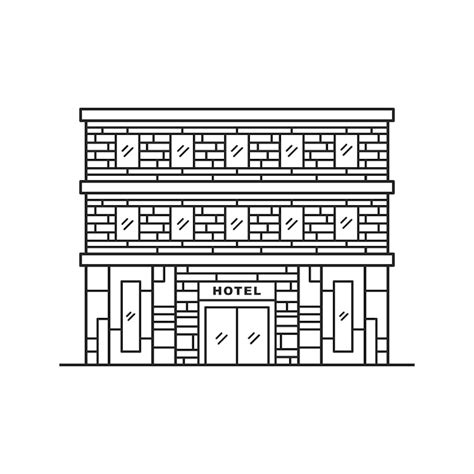 호텔 건물 라인 아트 프리미엄 벡터