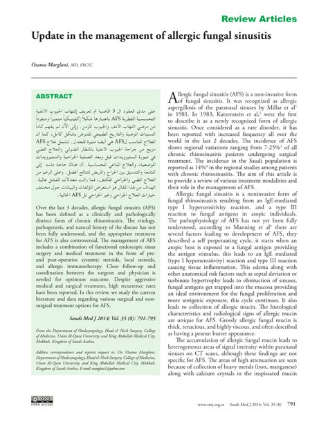PDF Update In The Management Of Allergic Fungal Sinusitis