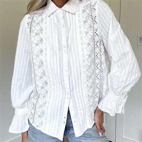 Gorgeous Vintage Cotton Eyelet Blouse In Excellent Depop