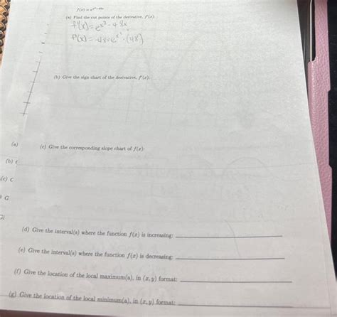 Solved Fxex2−k A Find The Eut Points Of The Derivative