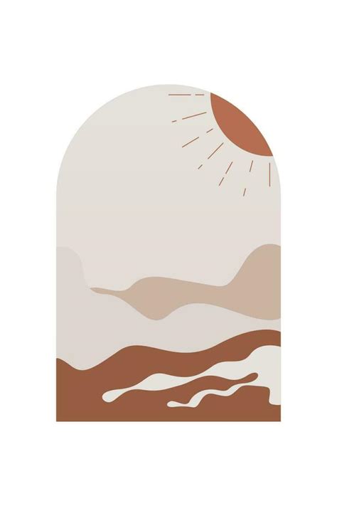 Abstract Landscape Art Poster Mid Century Background Illustration